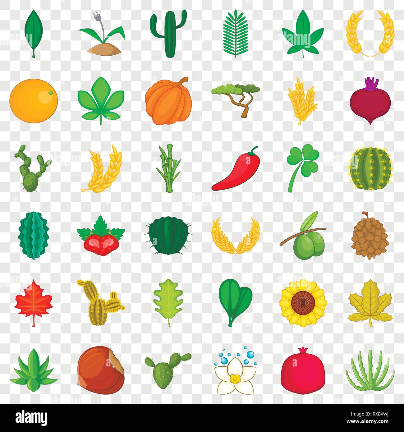 Plant icons set, cartoon style Stock Vector Image & Art - Alamy
