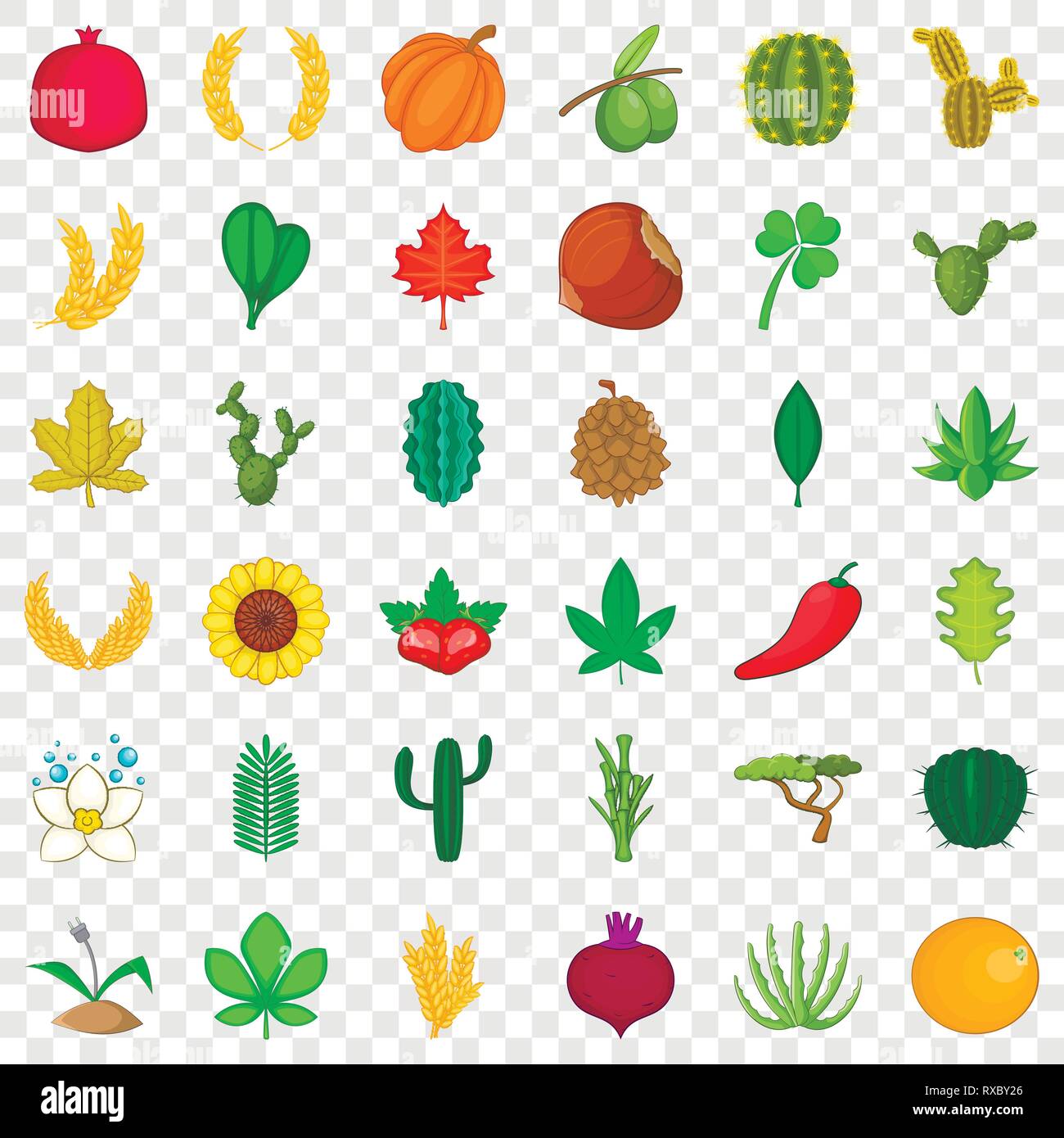 Green plant icons set, cartoon style Stock Vector Image & Art - Alamy