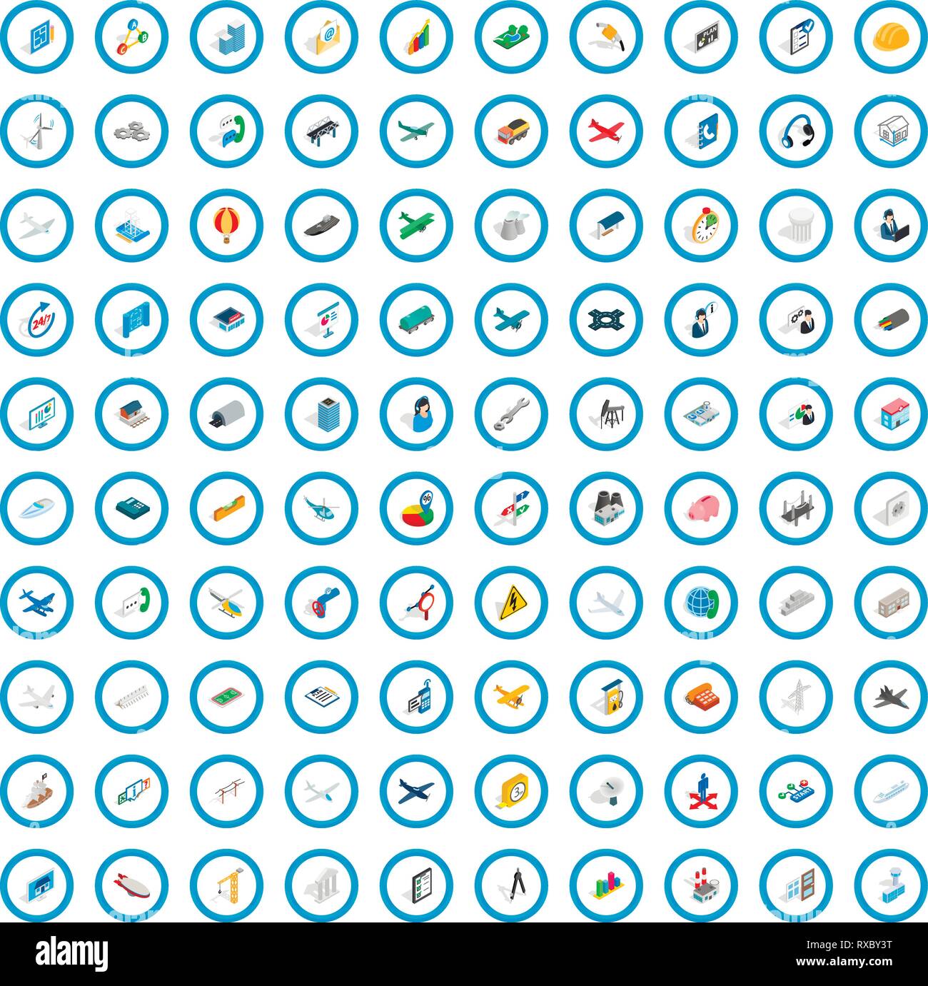 100 engineering icons set, isometric 3d style Stock Vector Image & Art ...