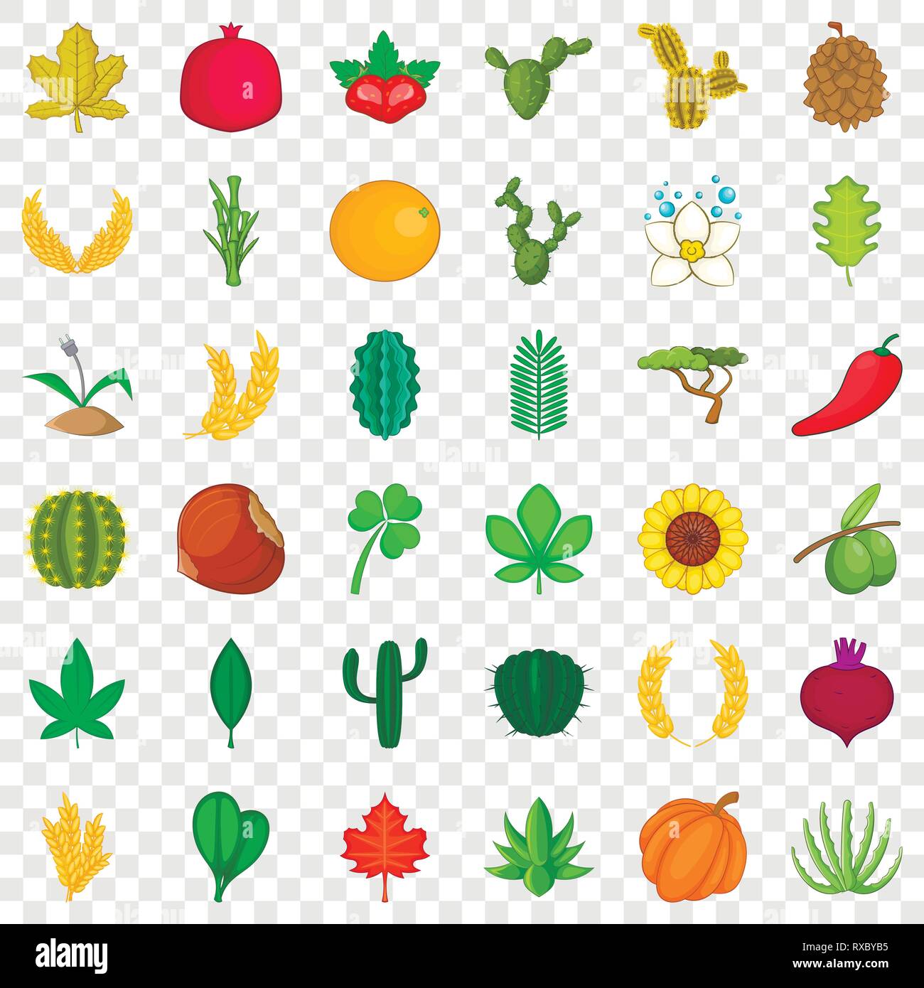 Nature plant icons set, cartoon style Stock Vector Image & Art - Alamy