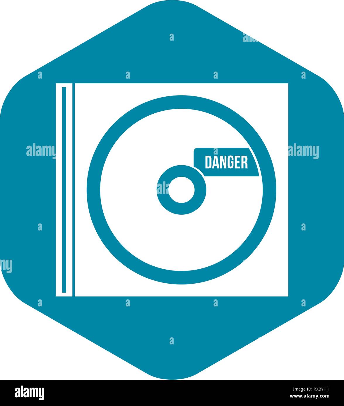 CD with danger lettering icon, simple style Stock Vector Image & Art ...