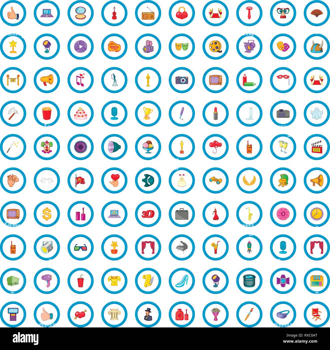 100 entertainment icons set, cartoon style Stock Vector Image & Art - Alamy