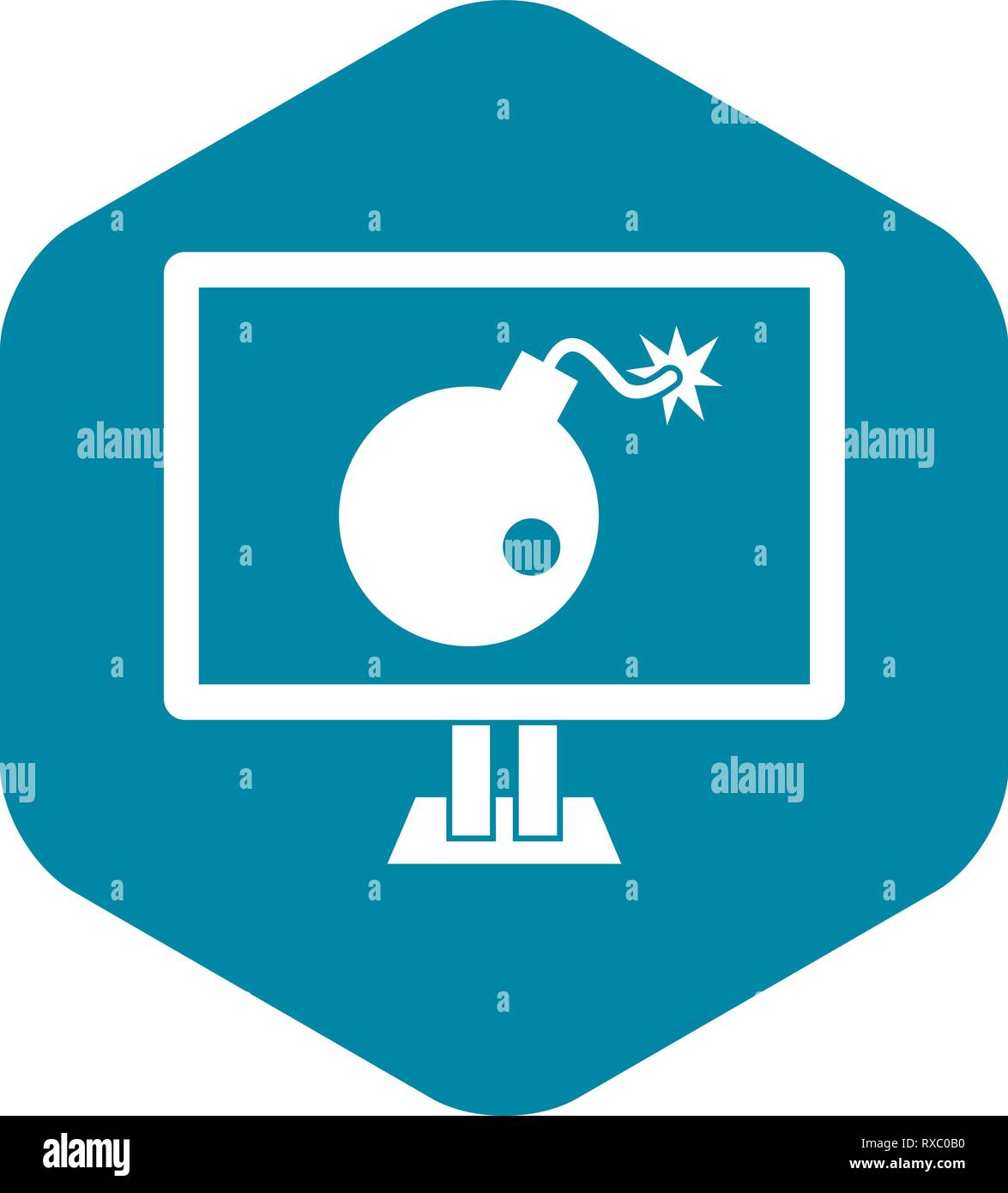 Bomb on computer monitor icon, simple style Stock Vector Image & Art ...
