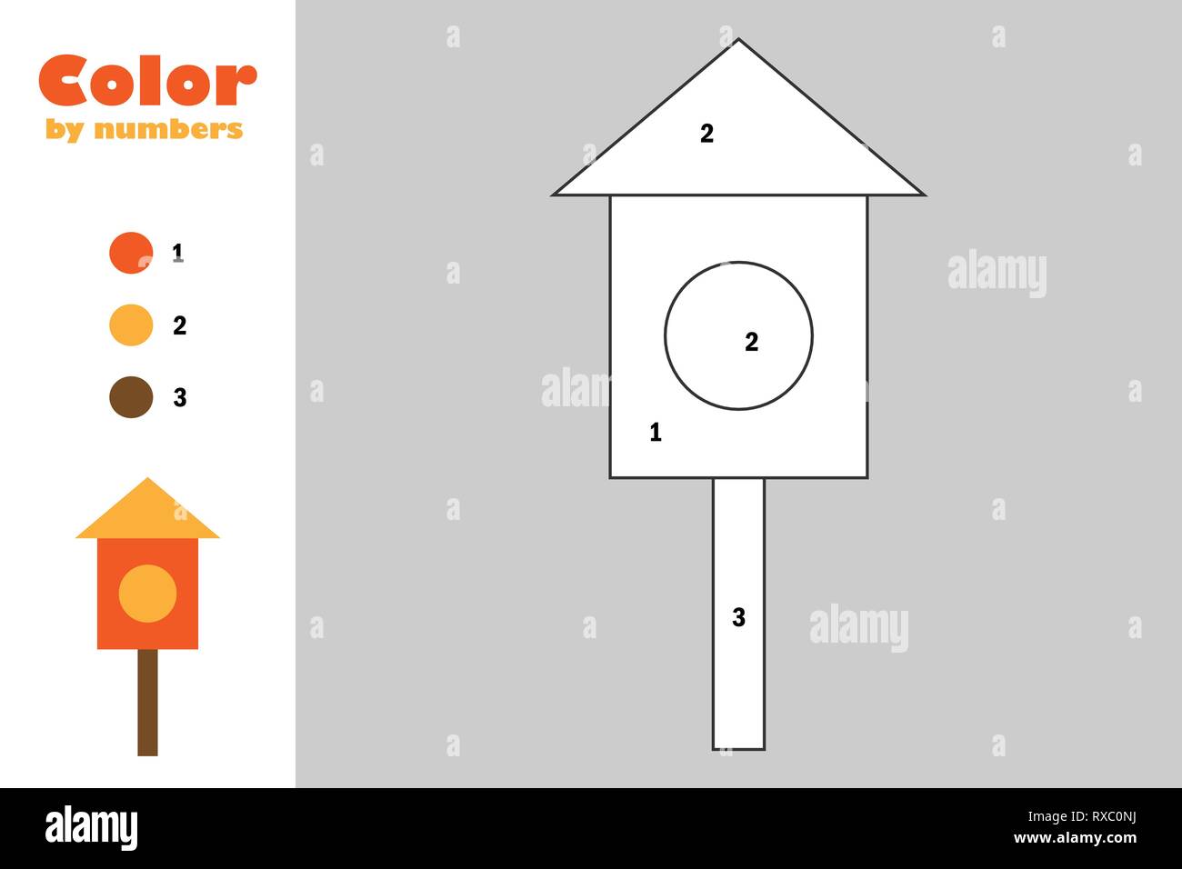 Nesting box in cartoon style, color by number, education paper game for ...