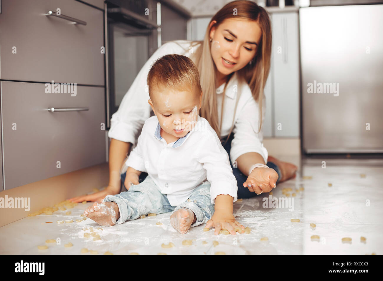 Inside interior family mother son boy hi-res stock photography and images - Alamy