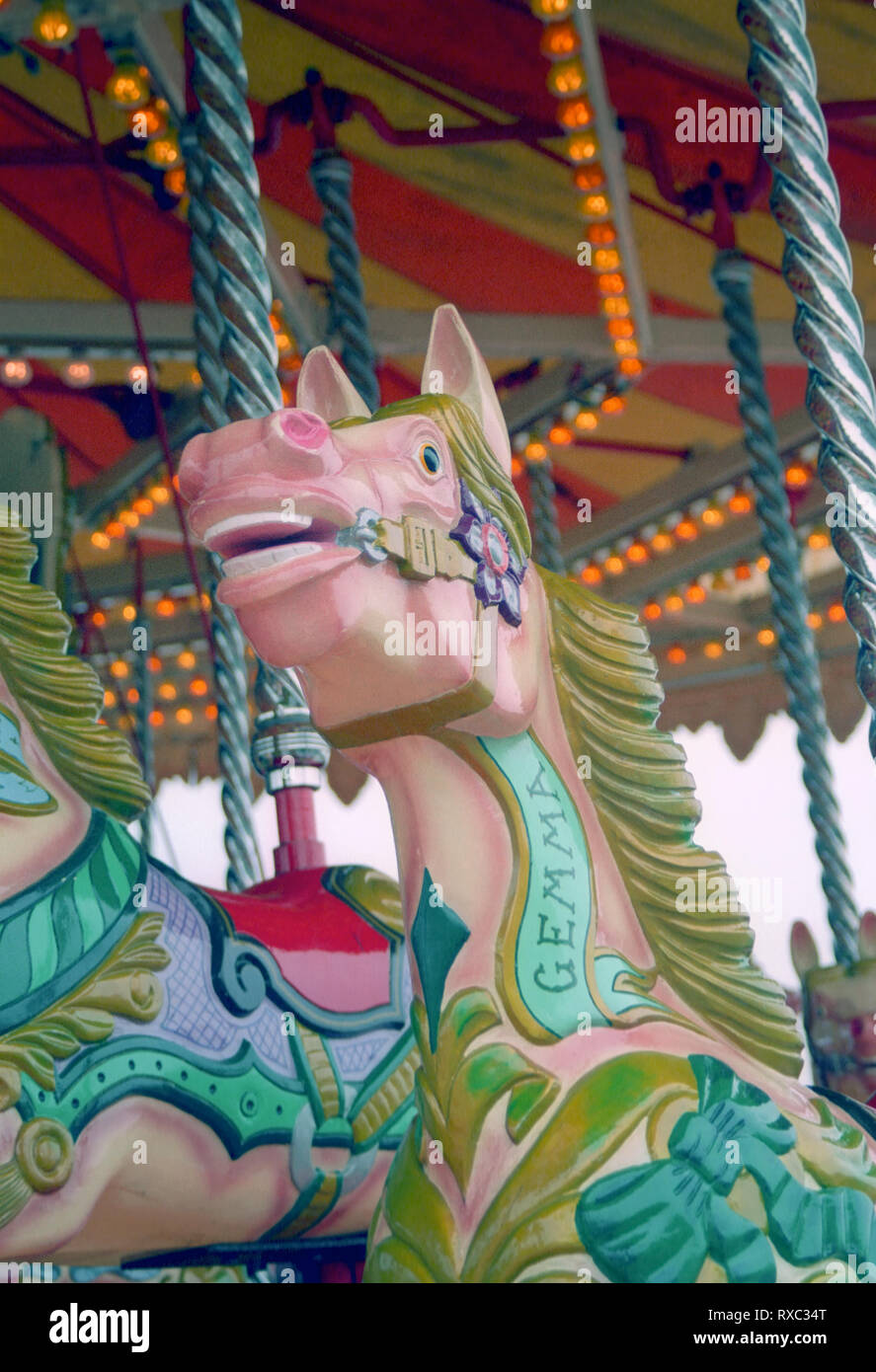 Traditional merry-go-round ride Stock Photo - Alamy