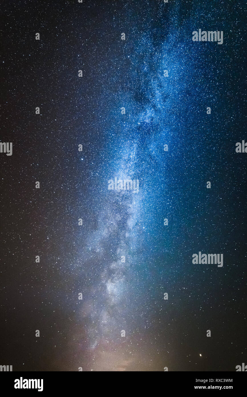 Blue universe, constellation with million stars in milkyway Stock Photo ...