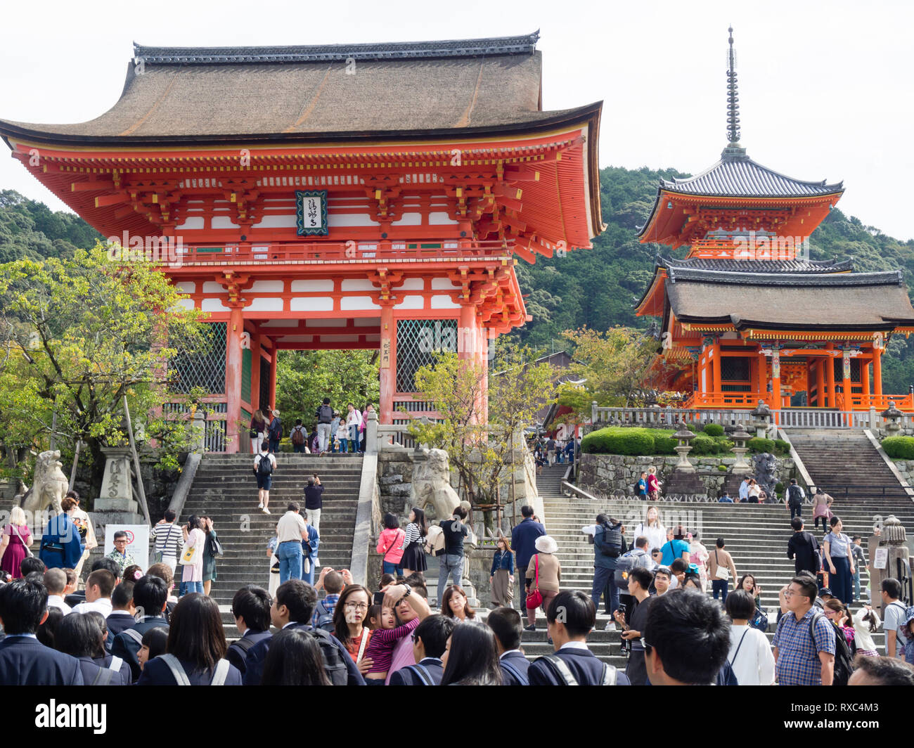 Kyoto, Japan - 15 Oct 2018: Crowds of tourists in front of the historic ...