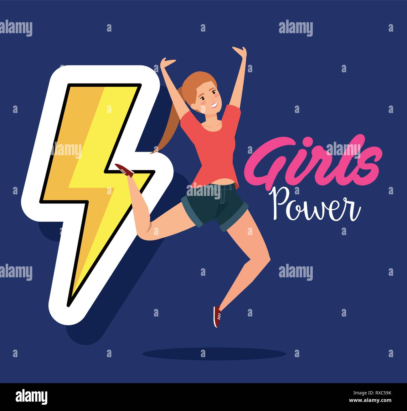 power girl jumping celebrating with energy ray Stock Vector Image & Art ...