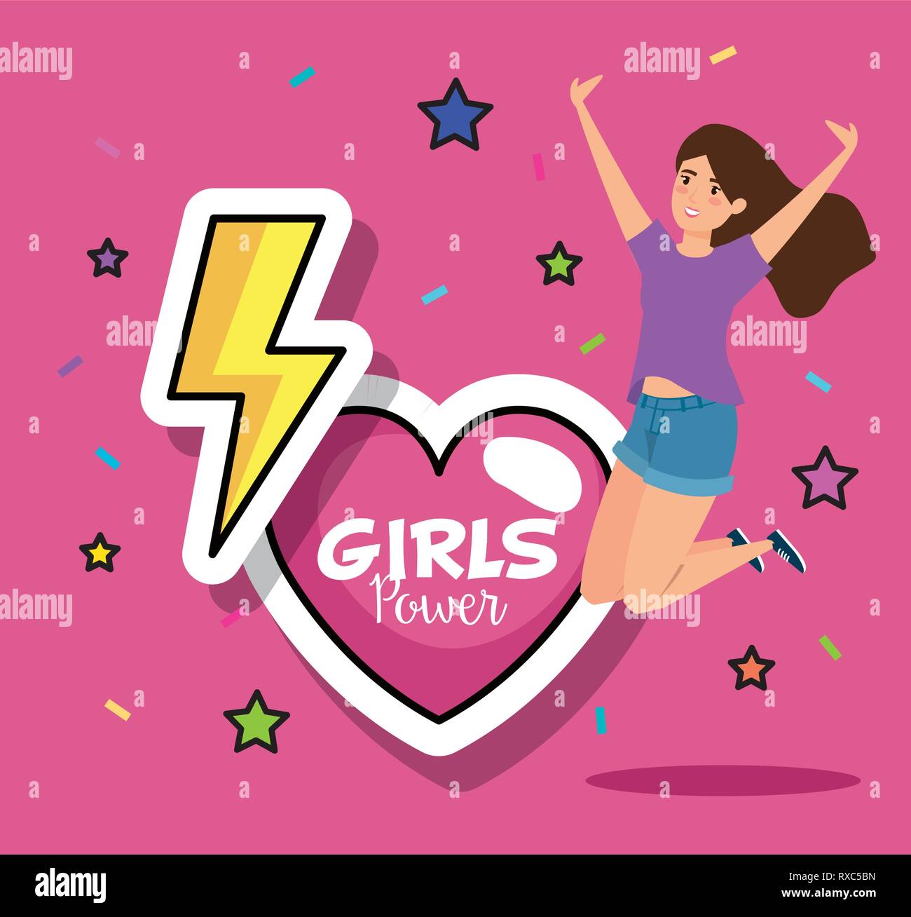 power girl jumping celebrating with energy ray Stock Vector Image & Art ...