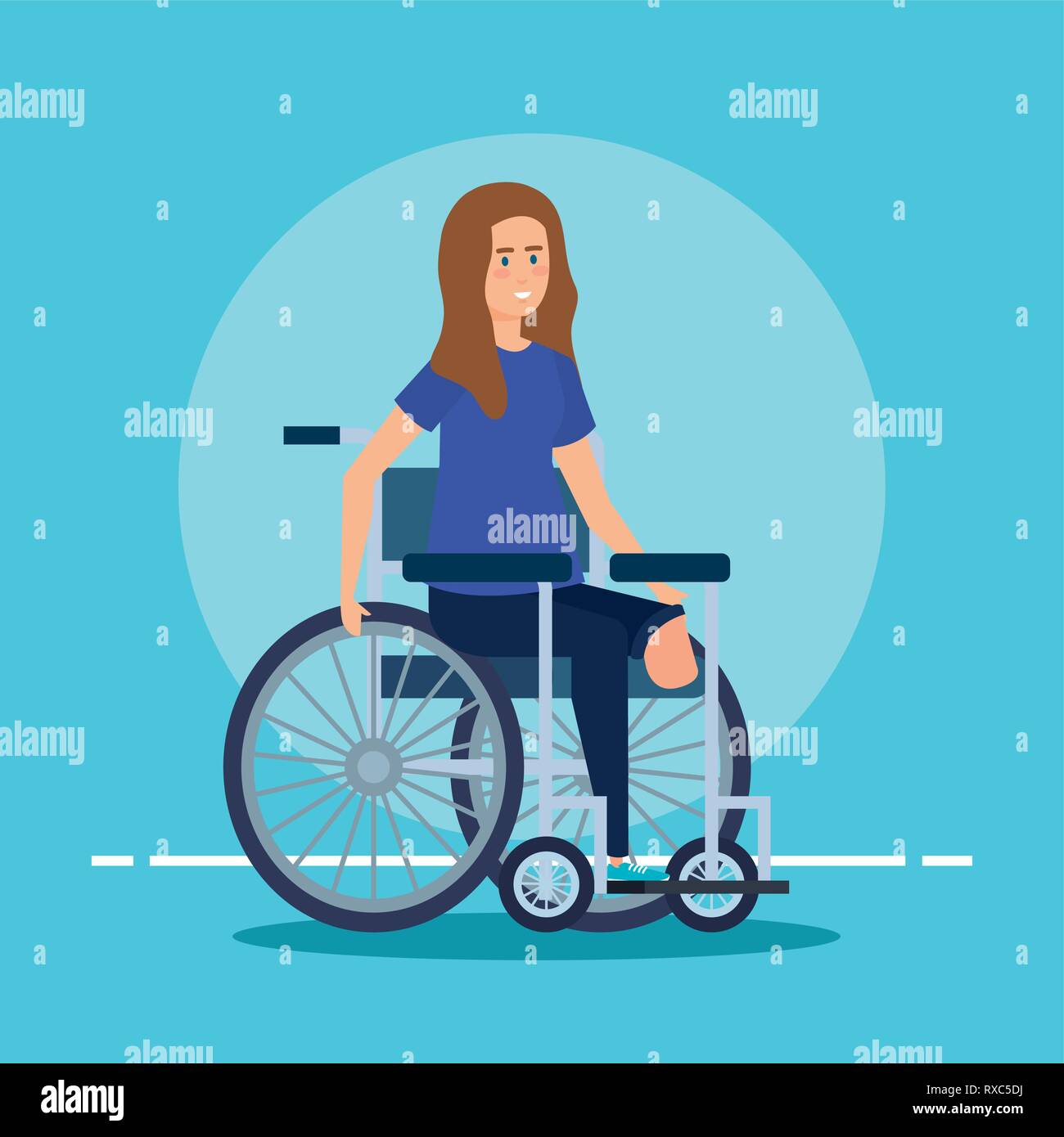 woman sitting in the wheelchair without leg Stock Vector Image & Art ...