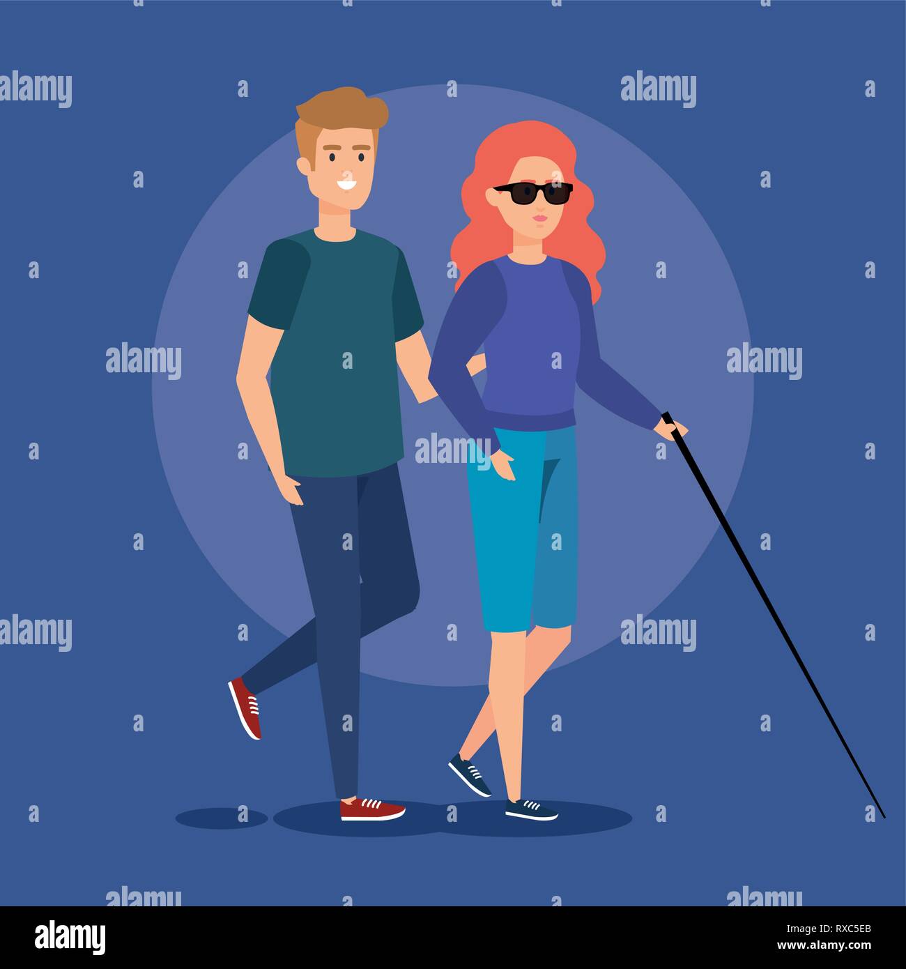 Blind woman with stick Stock Vector Images - Alamy