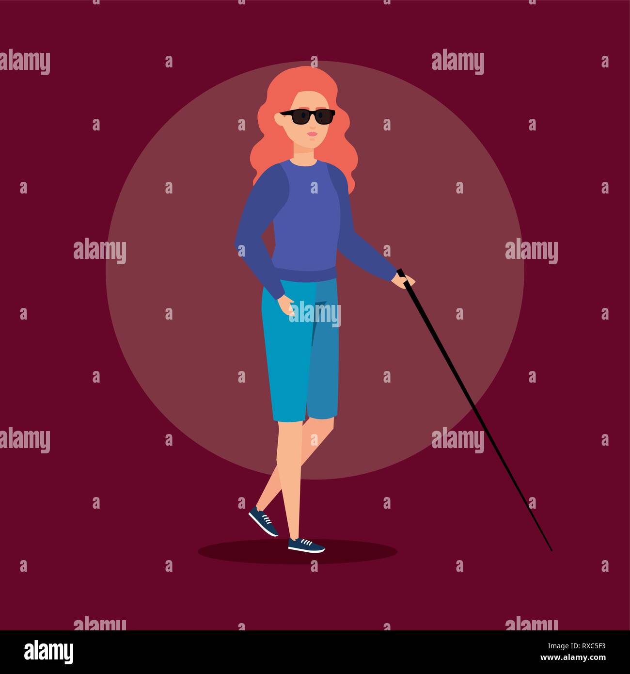 Blind stick woman Stock Vector Images - Alamy