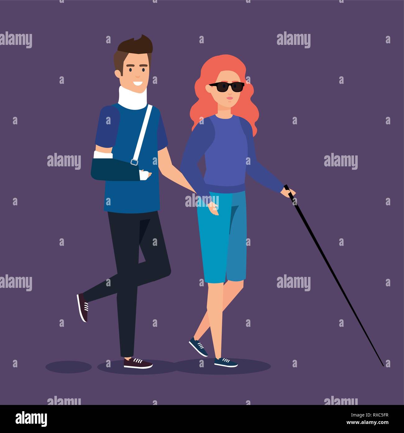 Blind stick woman Stock Vector Images - Alamy