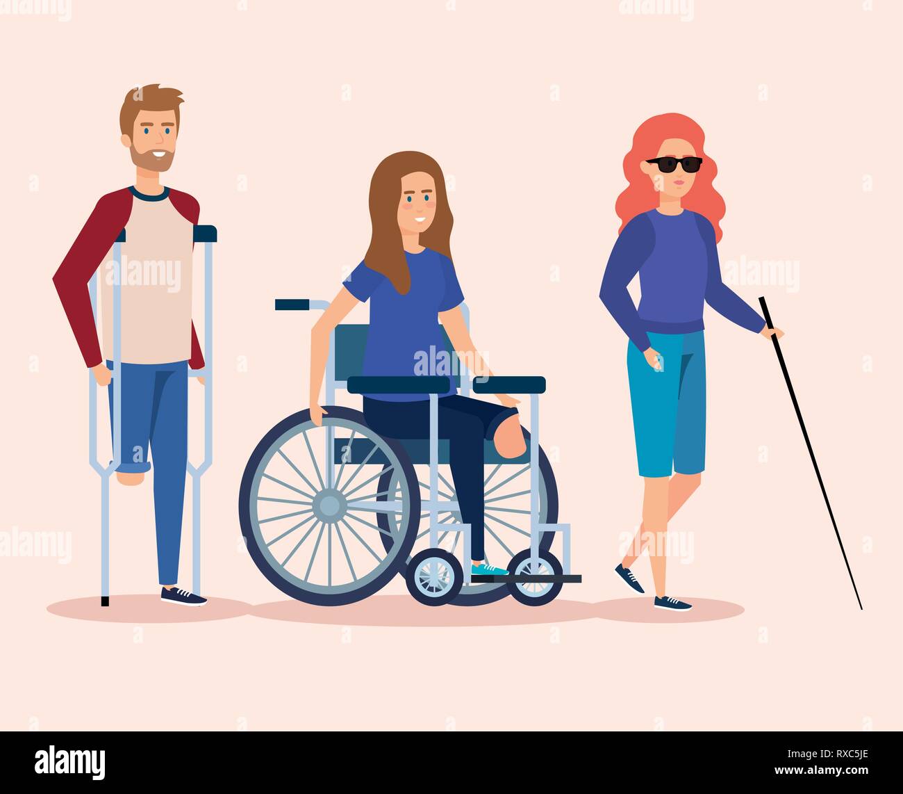 disabled people with physical injury rehabilitation Stock Vector Image ...