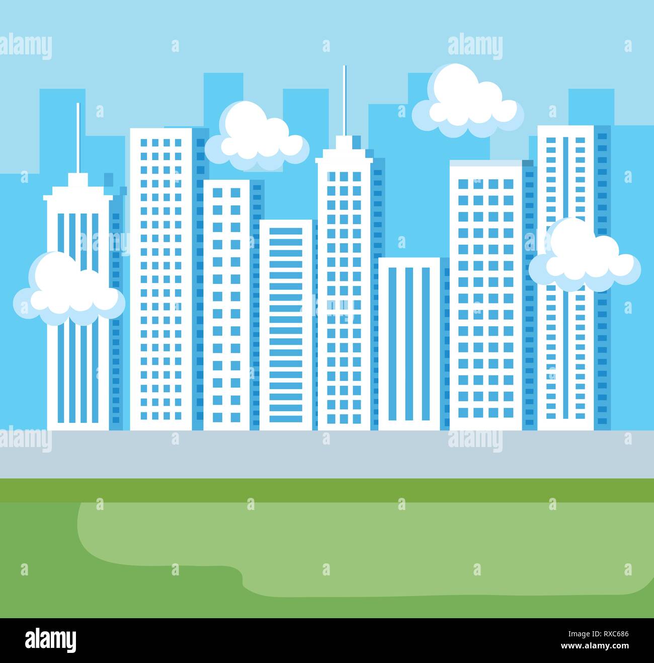 city buildings with clouds nature scenary Stock Vector Image & Art - Alamy