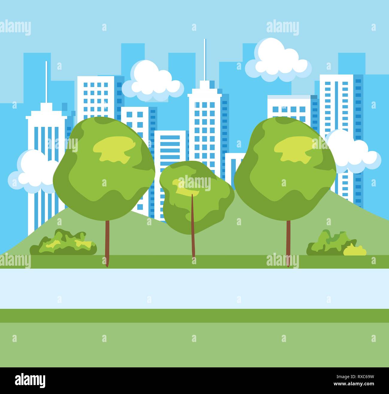 park city with trees and natural bushes Stock Vector Image & Art - Alamy