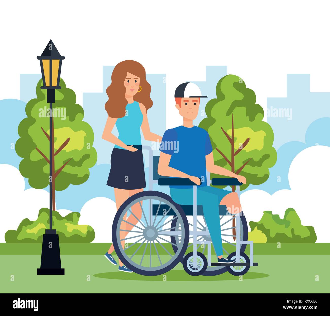 disabled man sitting in wheelchair without leg Stock Vector Image & Art ...