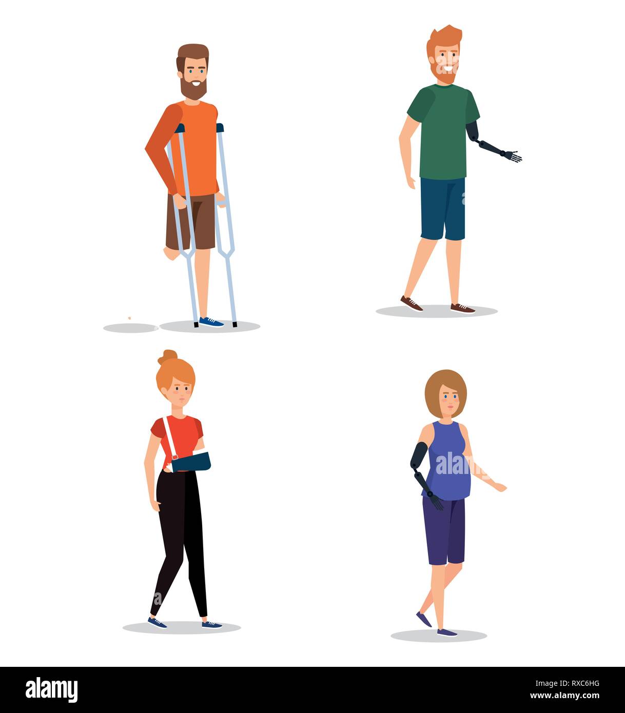 set disabled people with physical injury Stock Vector Image & Art - Alamy