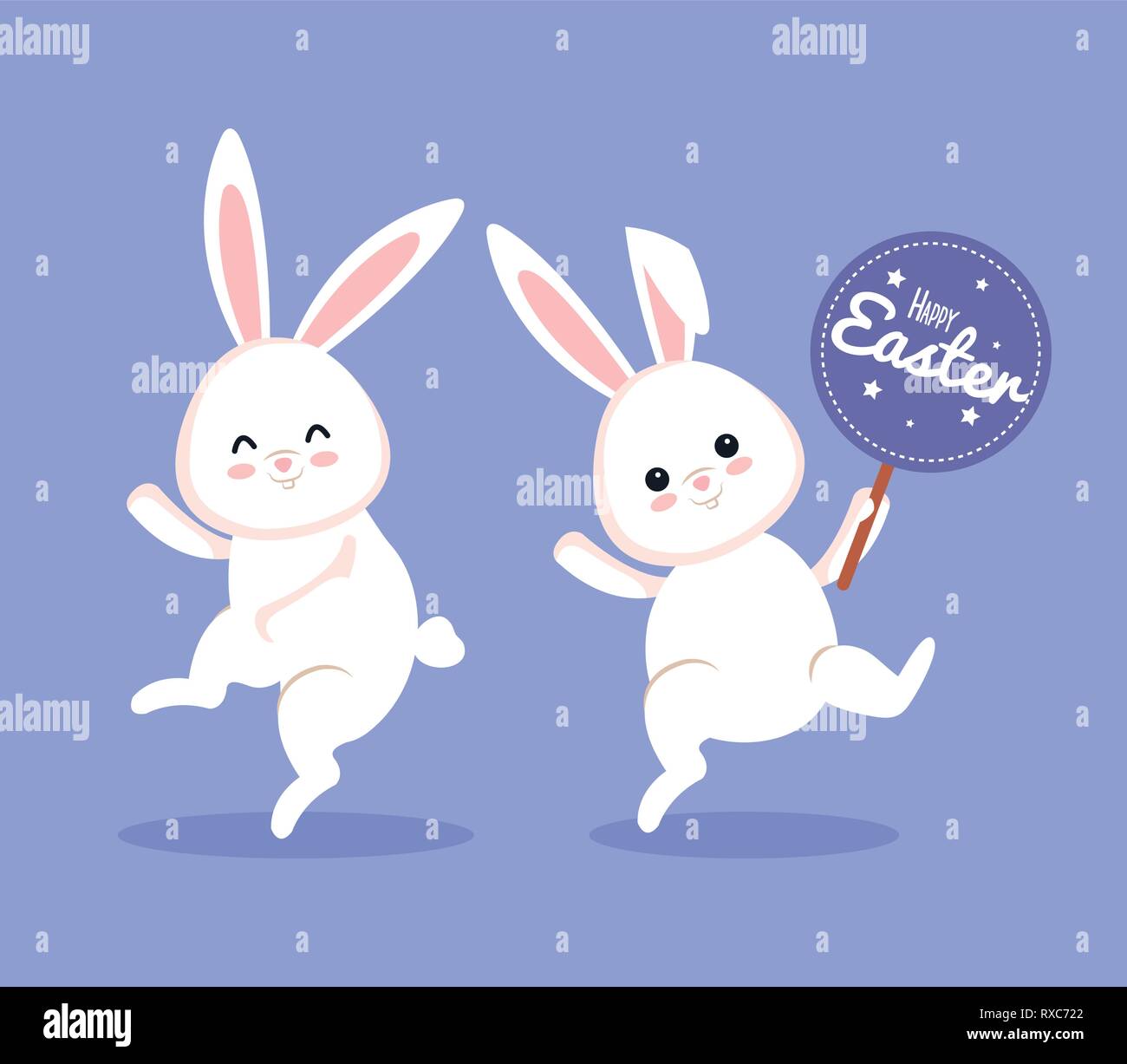 cute rabbit dancing with easter sticker Stock Vector Image & Art - Alamy