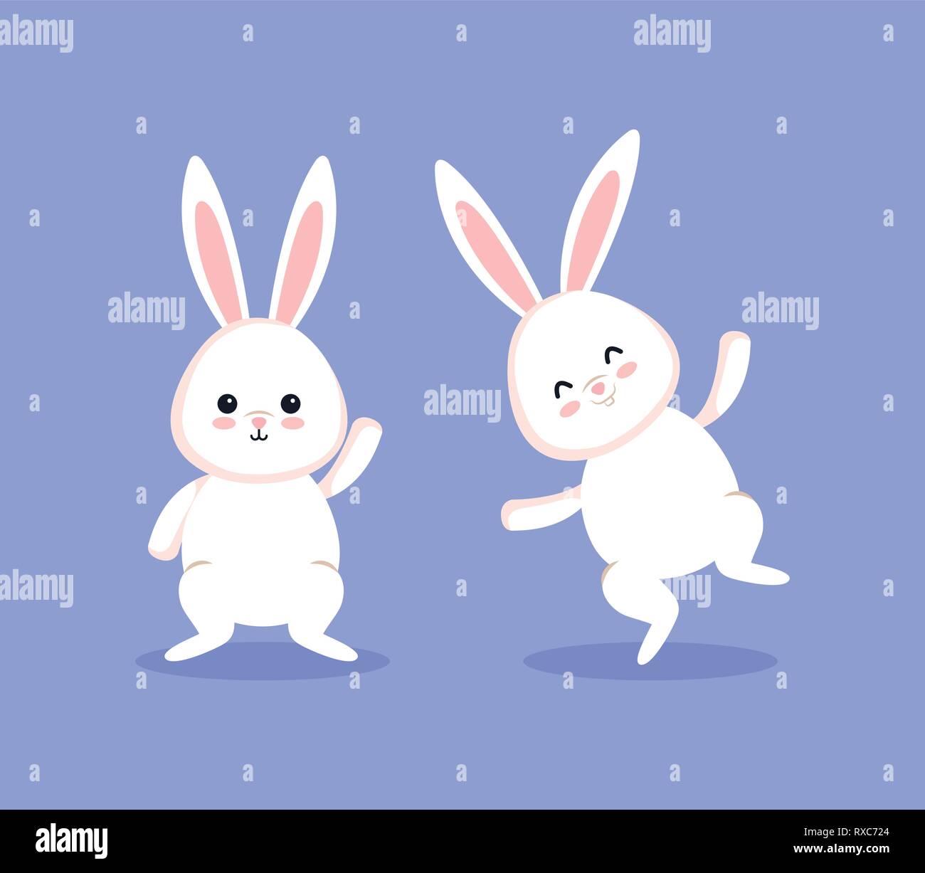 cute rabbits dancing to event celebration Stock Vector Image & Art - Alamy