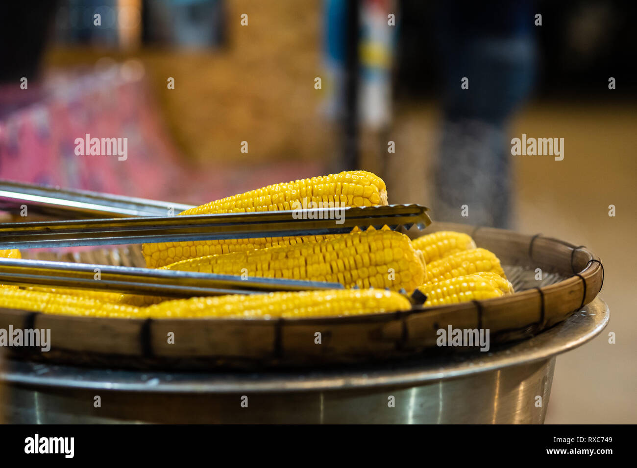 Plateful of fresh sweet organic corn steamed ready to eat. Prepared ...