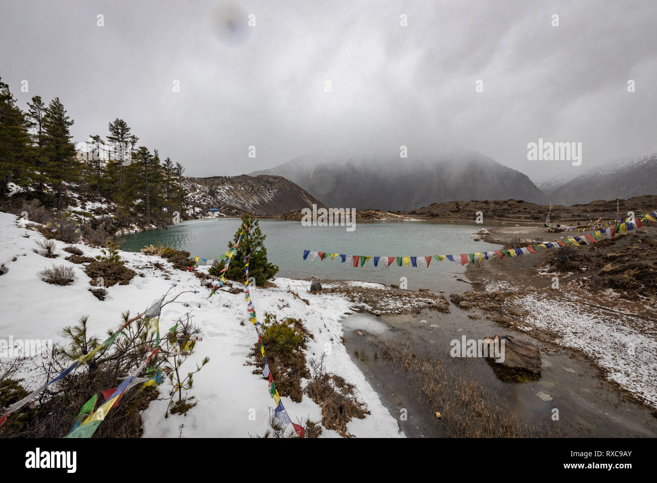 The semi frozen Dhumba lake in Jomsom of Lower Mustang Stock Photo - Alamy