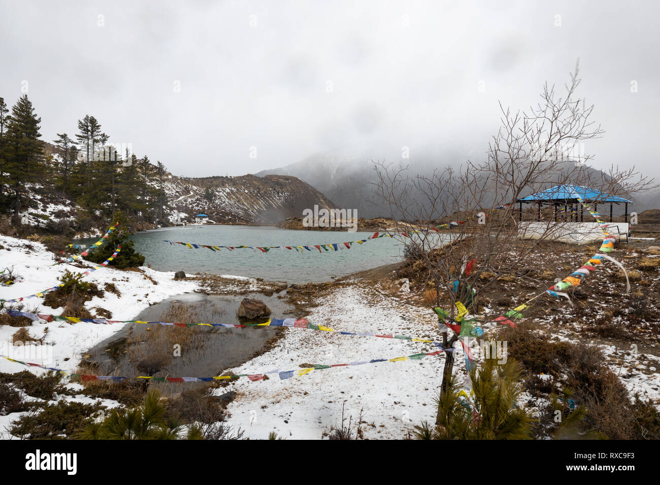 The semi frozen Dhumba lake in Jomsom of Lower Mustang Stock Photo - Alamy