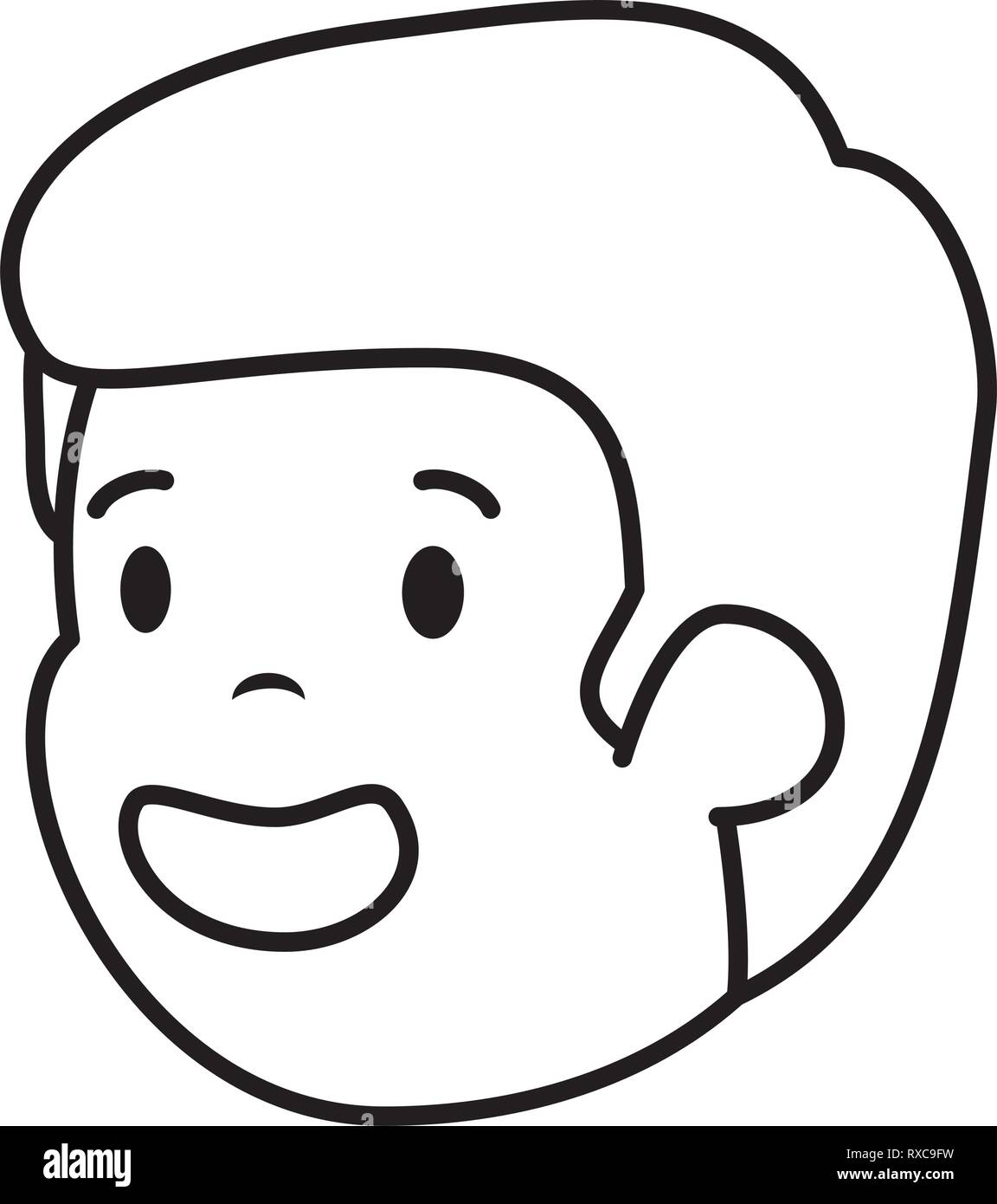 happy young man head character Stock Vector Image & Art - Alamy