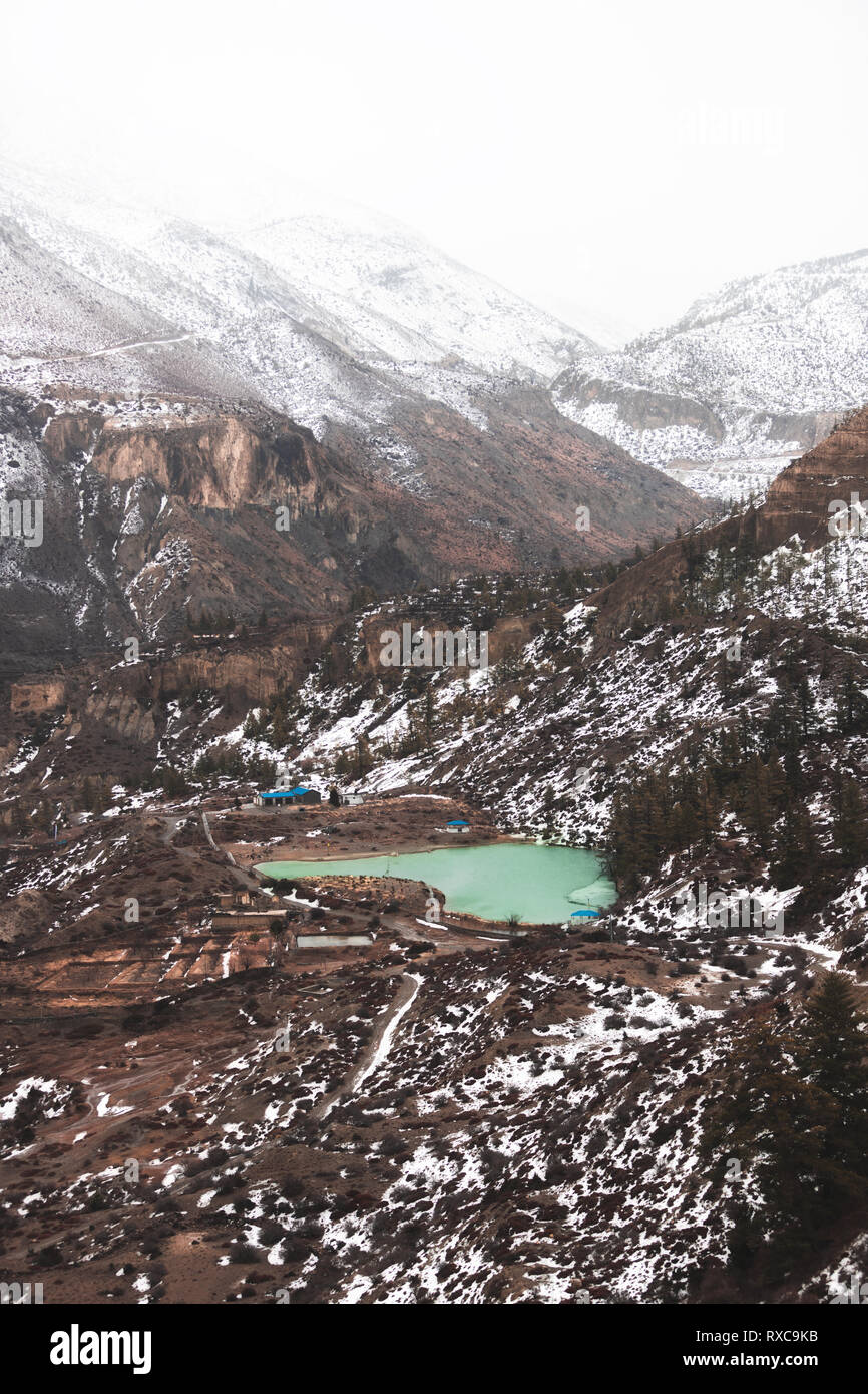 The semi frozen Dhumba lake in Jomsom of Lower Mustang Stock Photo - Alamy