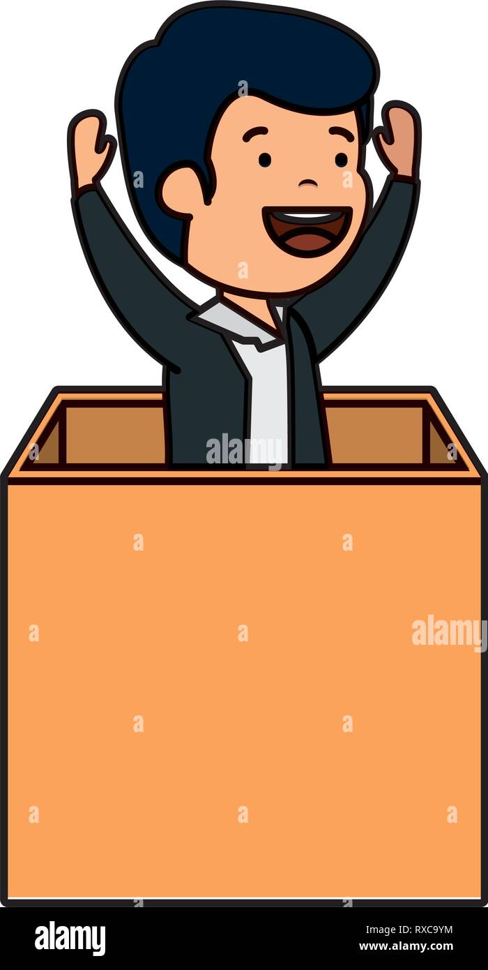 Illustration Cartoon Man Box Stock Photos & Illustration Cartoon Man ...