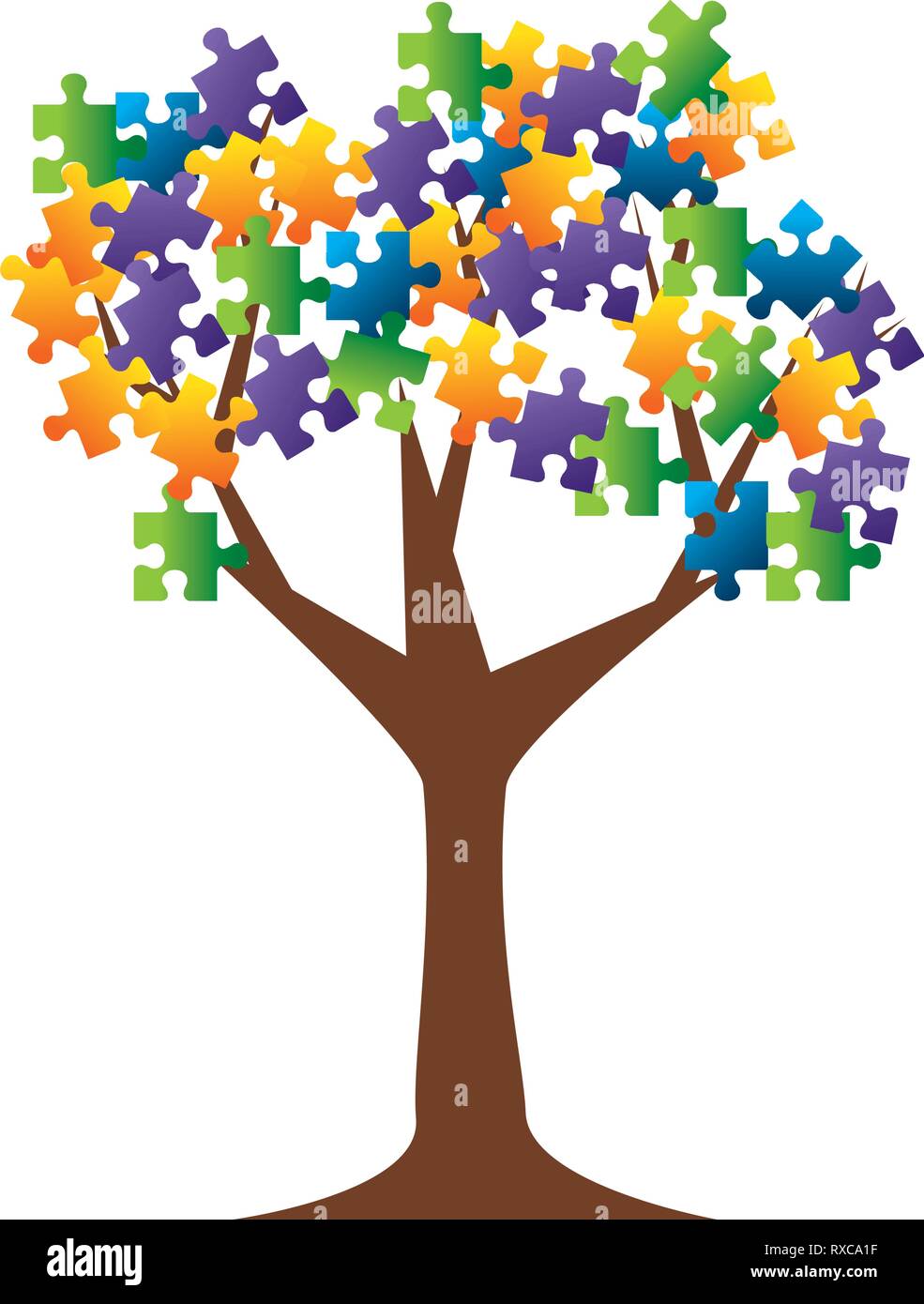 tree plant with puzzle attached Stock Vector Image & Art - Alamy