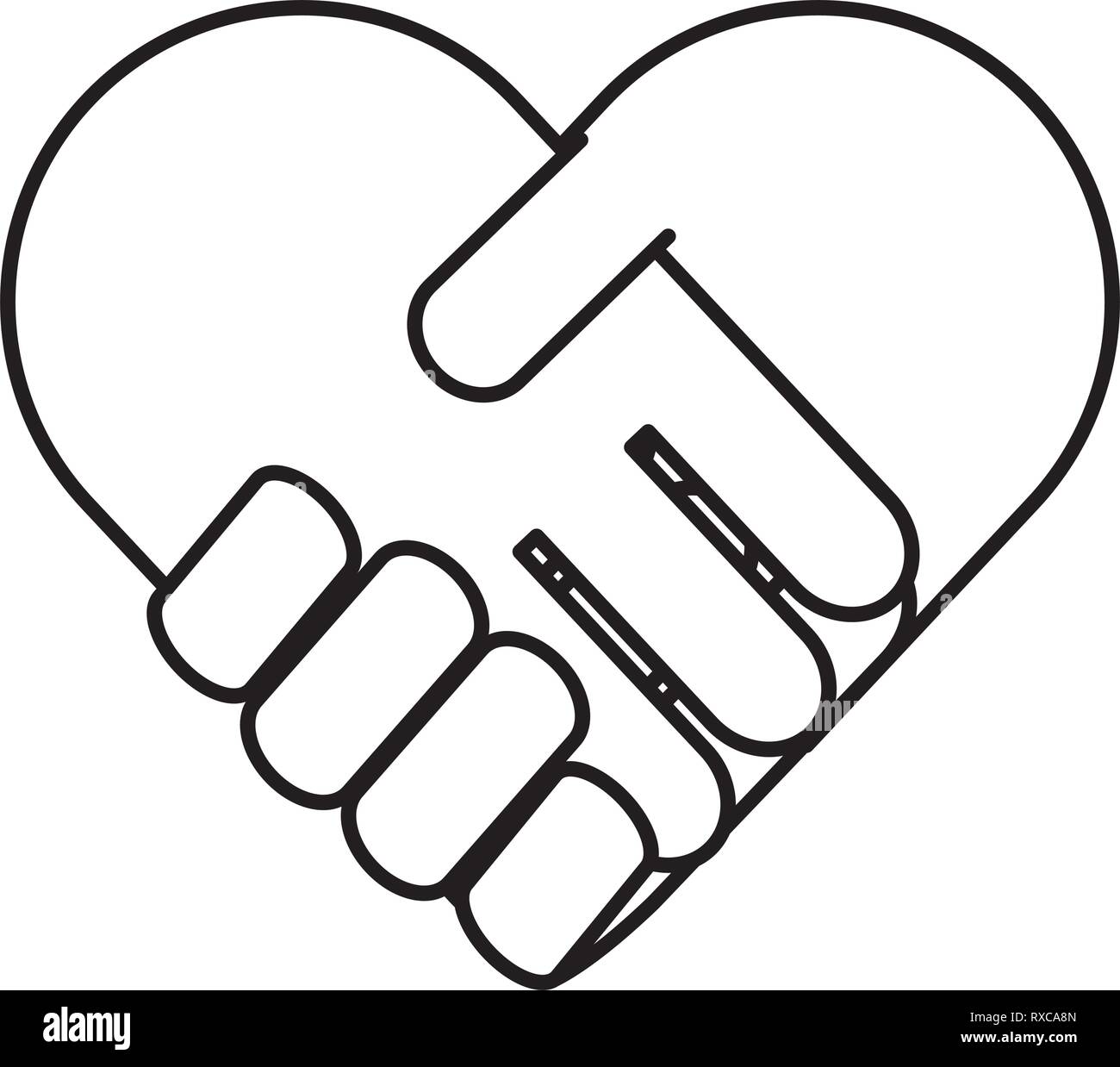 handshake in heart icon Stock Vector Image & Art - Alamy