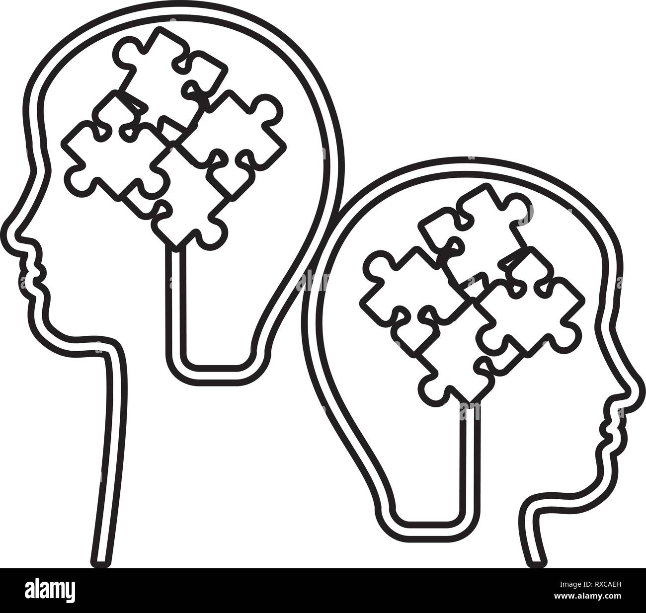 human profiles with puzzle attached Stock Vector Image & Art - Alamy