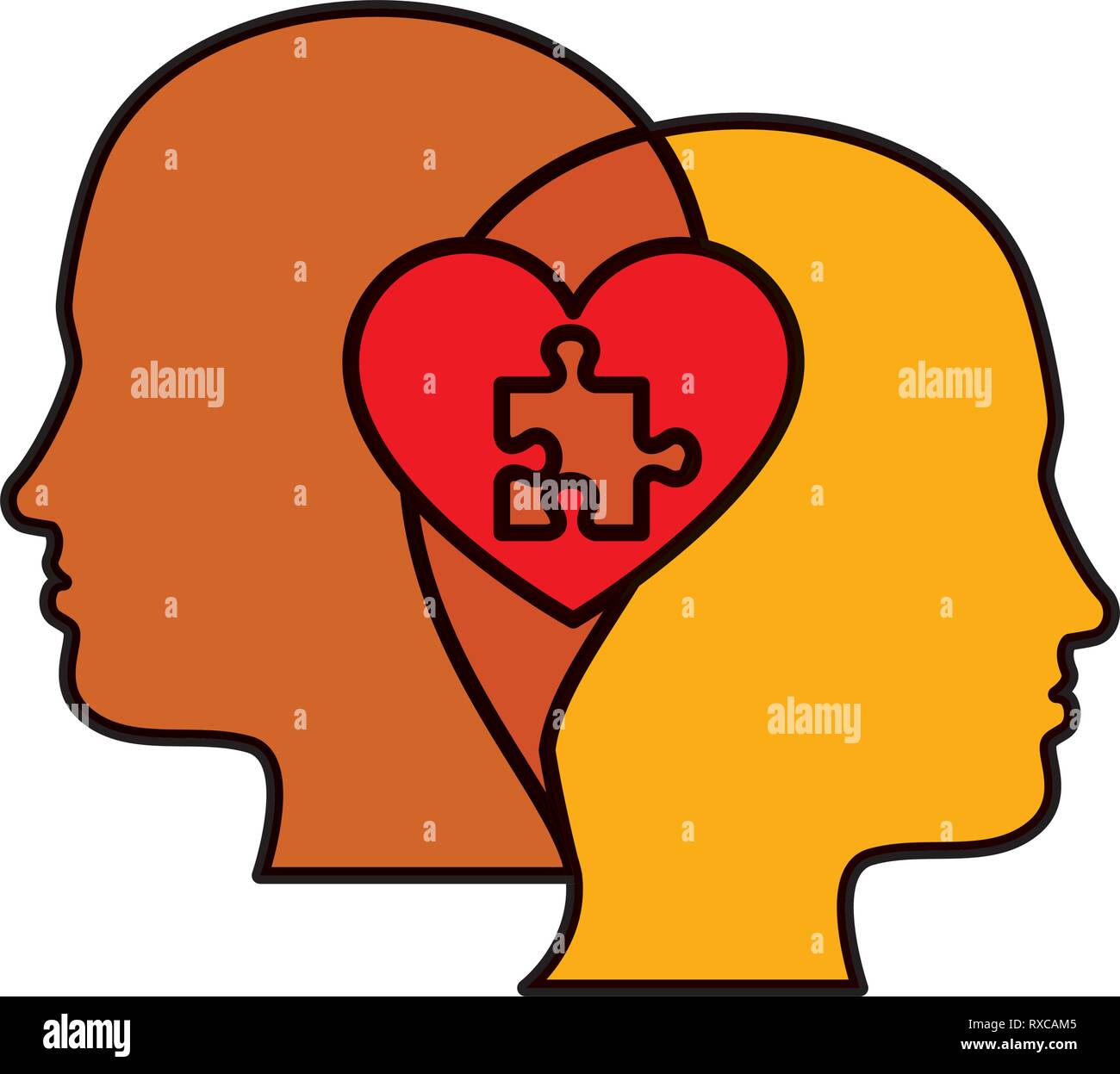 human profiles with puzzle attached Stock Vector Image & Art - Alamy