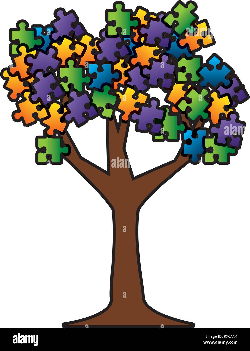 tree plant with puzzle attached Stock Vector Image & Art - Alamy