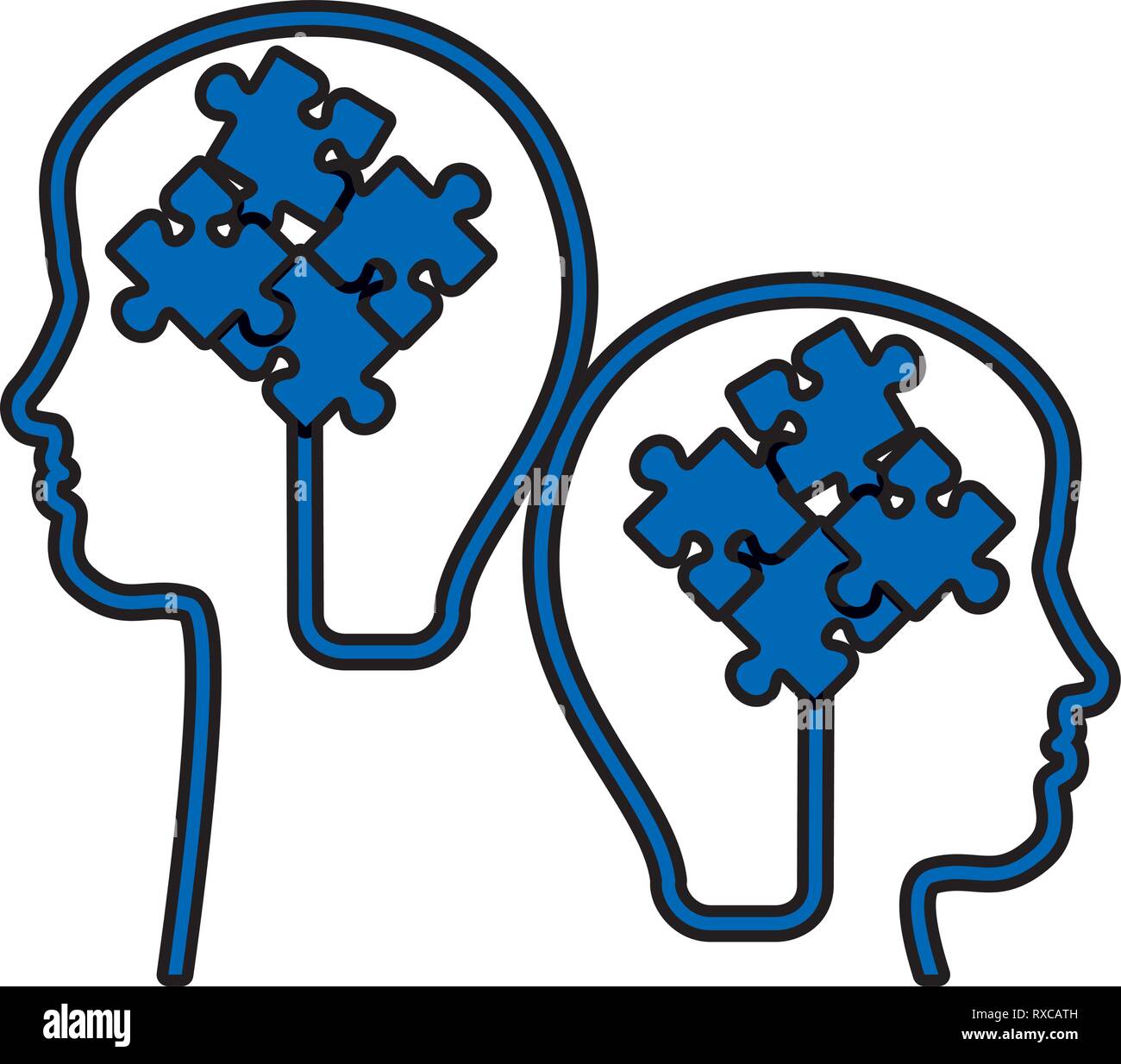 human profiles with puzzle attached Stock Vector Image & Art - Alamy