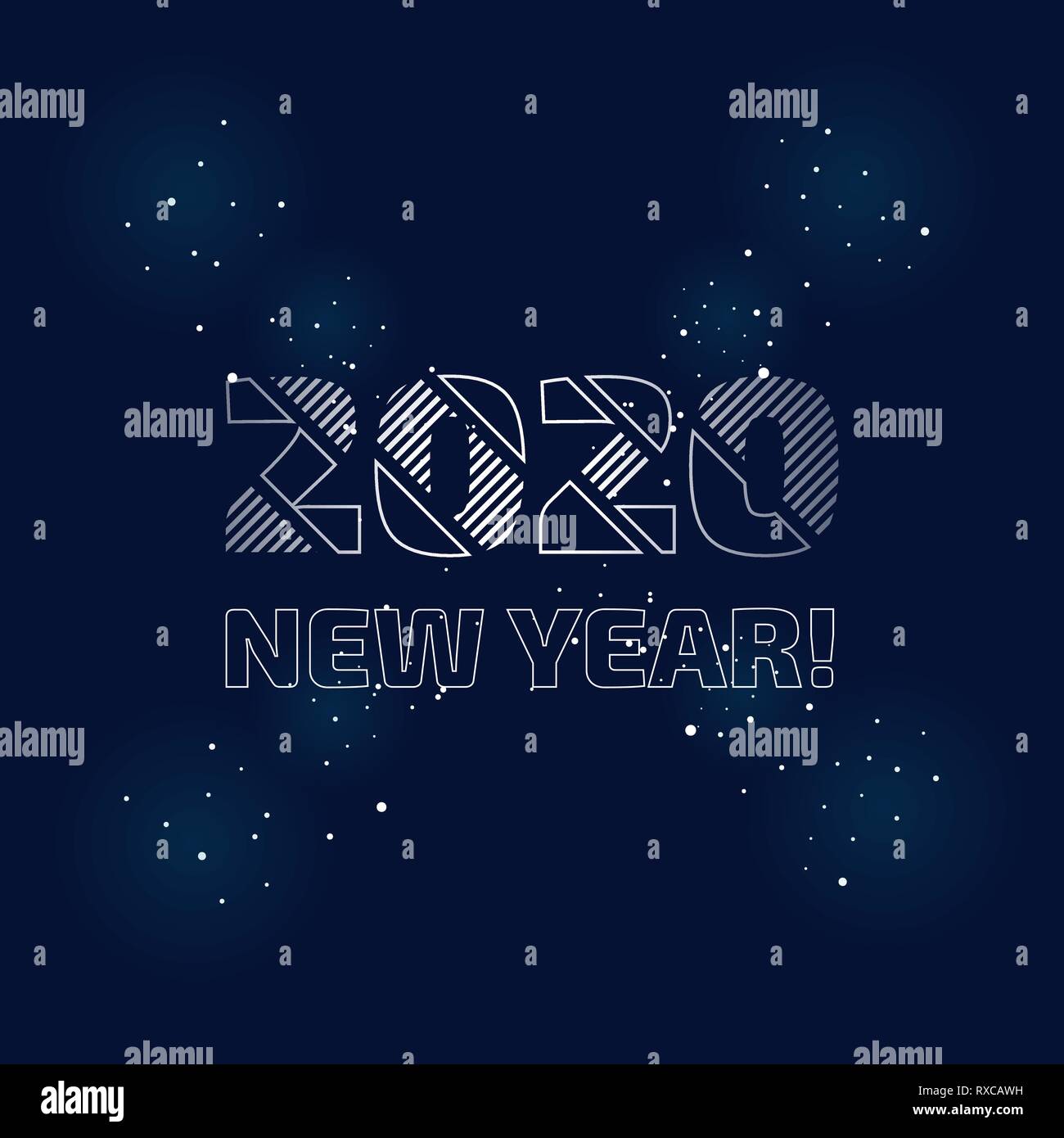 New Year 2020 vector sign on the dark cosmos theme background Stock ...