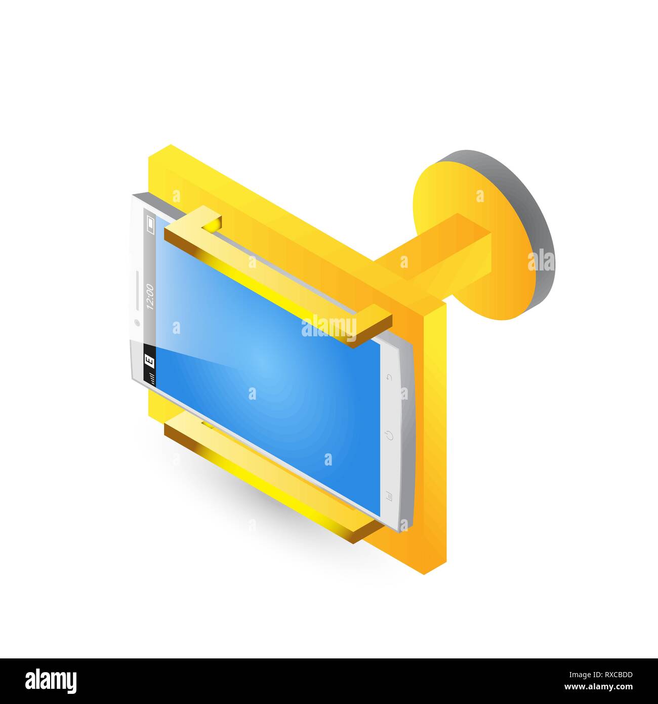 Isometric car holder for the smartphone or action camera on the black ...