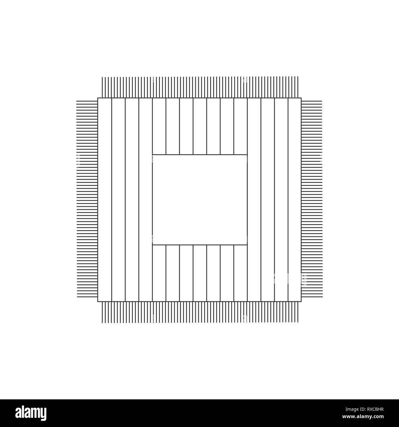 Outline vector microprocessor. Black icon on the white background Stock ...