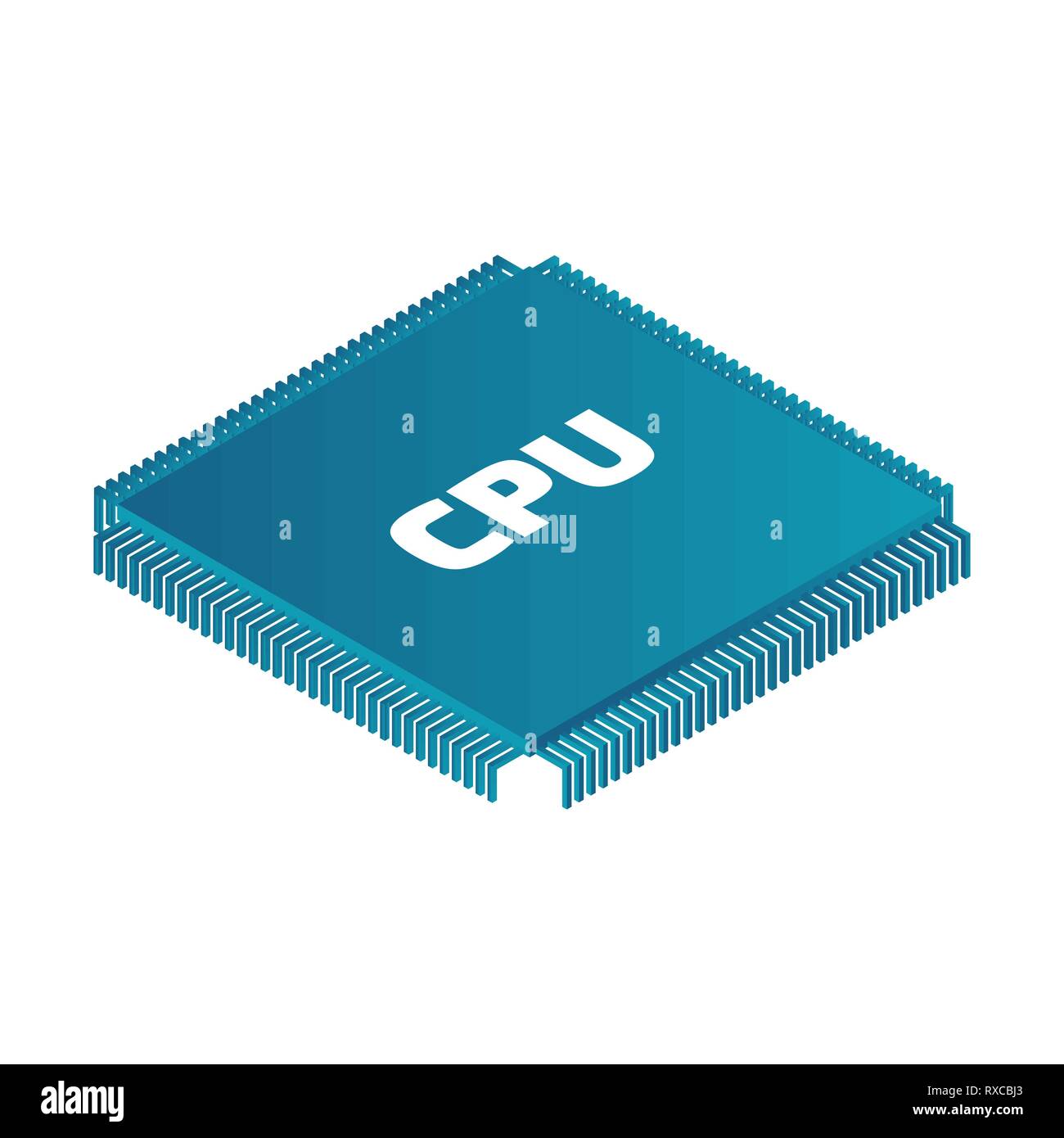 Isometric microprocessor. Color vector illustration on the white ...