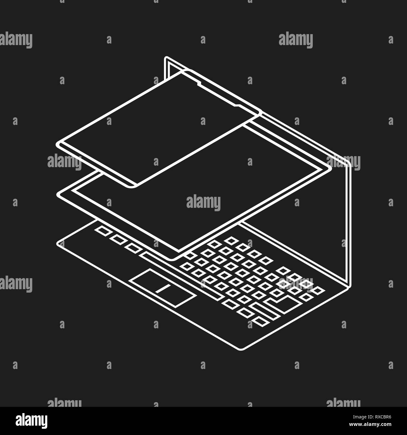 Isometric vector illustration with smartphone, tablet and laptop ...