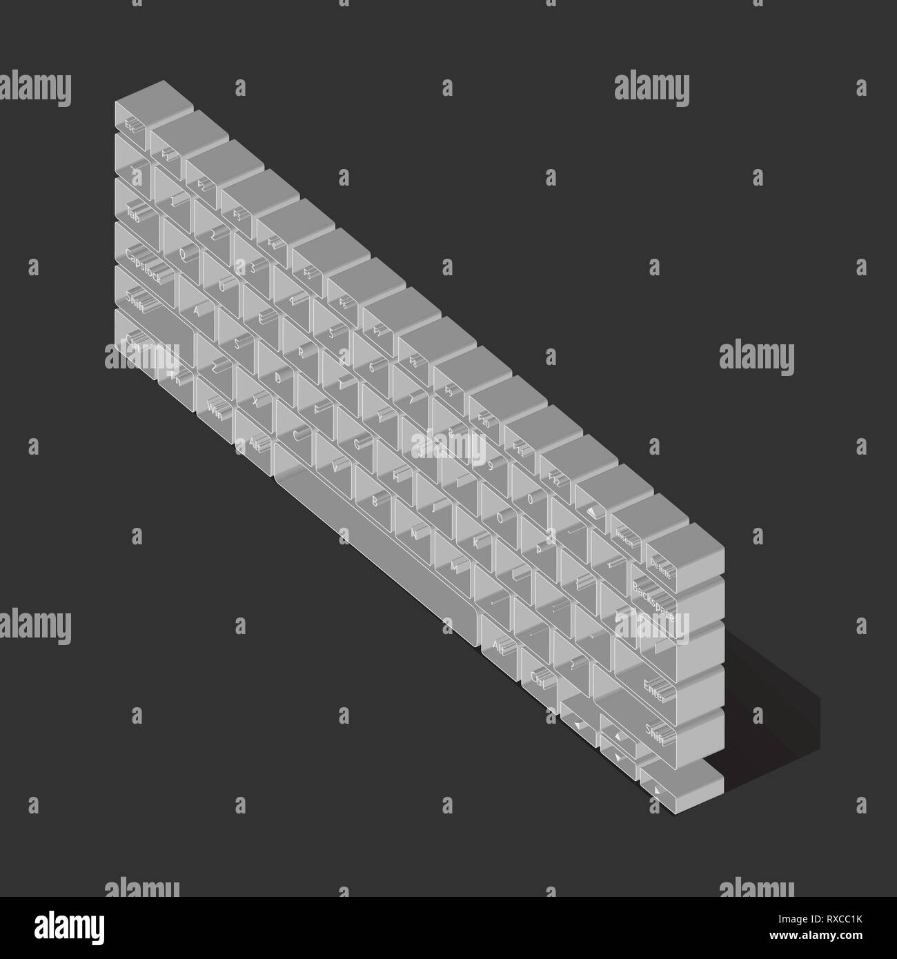 Three-dimensinal vector keyboard on the black background Stock Vector ...
