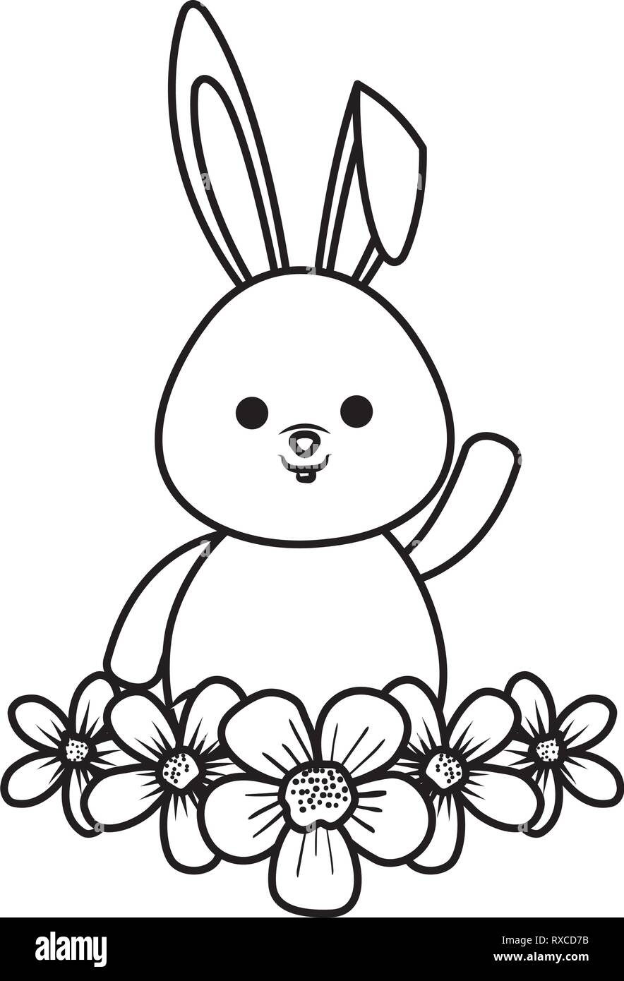 Flat cute flowers Black and White Stock Photos & Images - Alamy