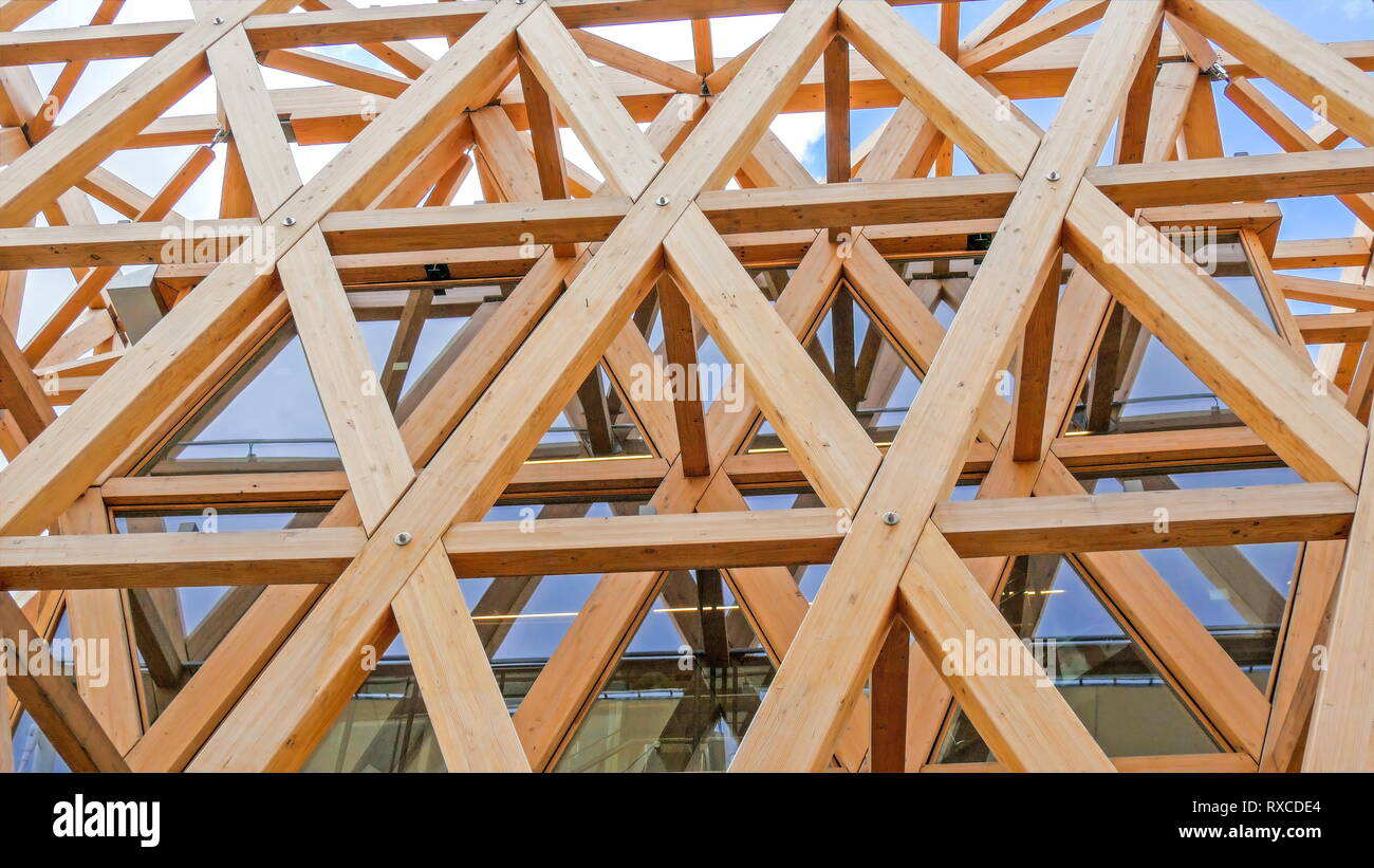 Triangle shape metal wall in the Expo. Great design from the buildings ...