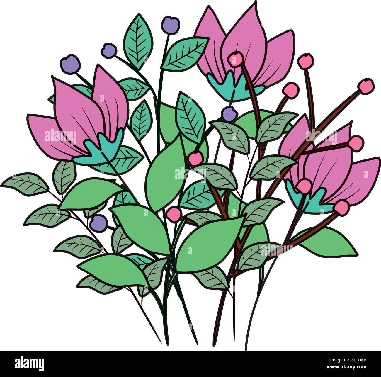 beautiful flowers decorative icon Stock Vector Image & Art - Alamy