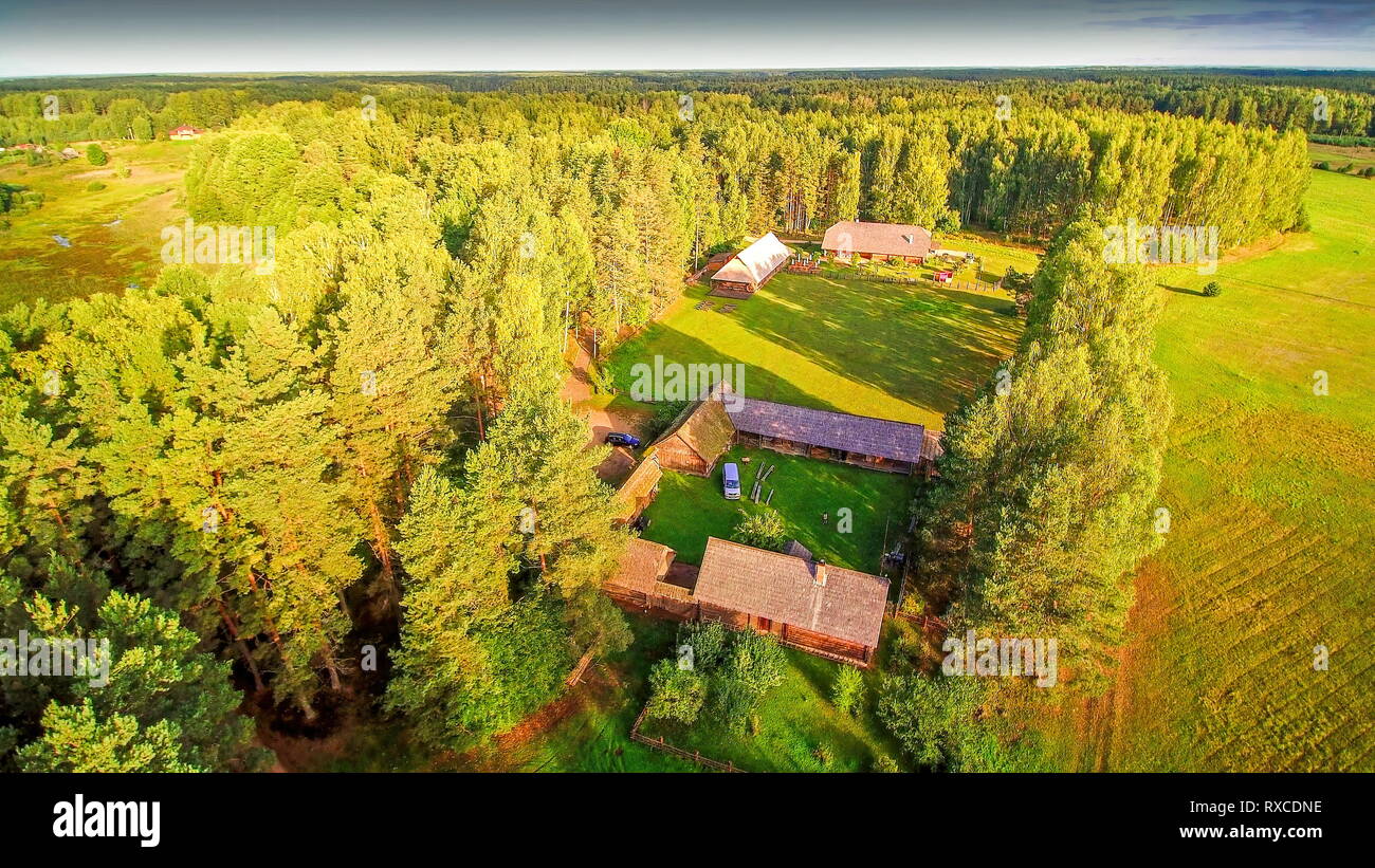 Aerial shot of the Seto heritage museum. The old museum is being ...