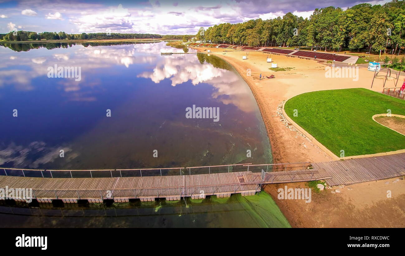 Closer look of the Tamula lake in Voru Estonia. Theres a long ledge for ...