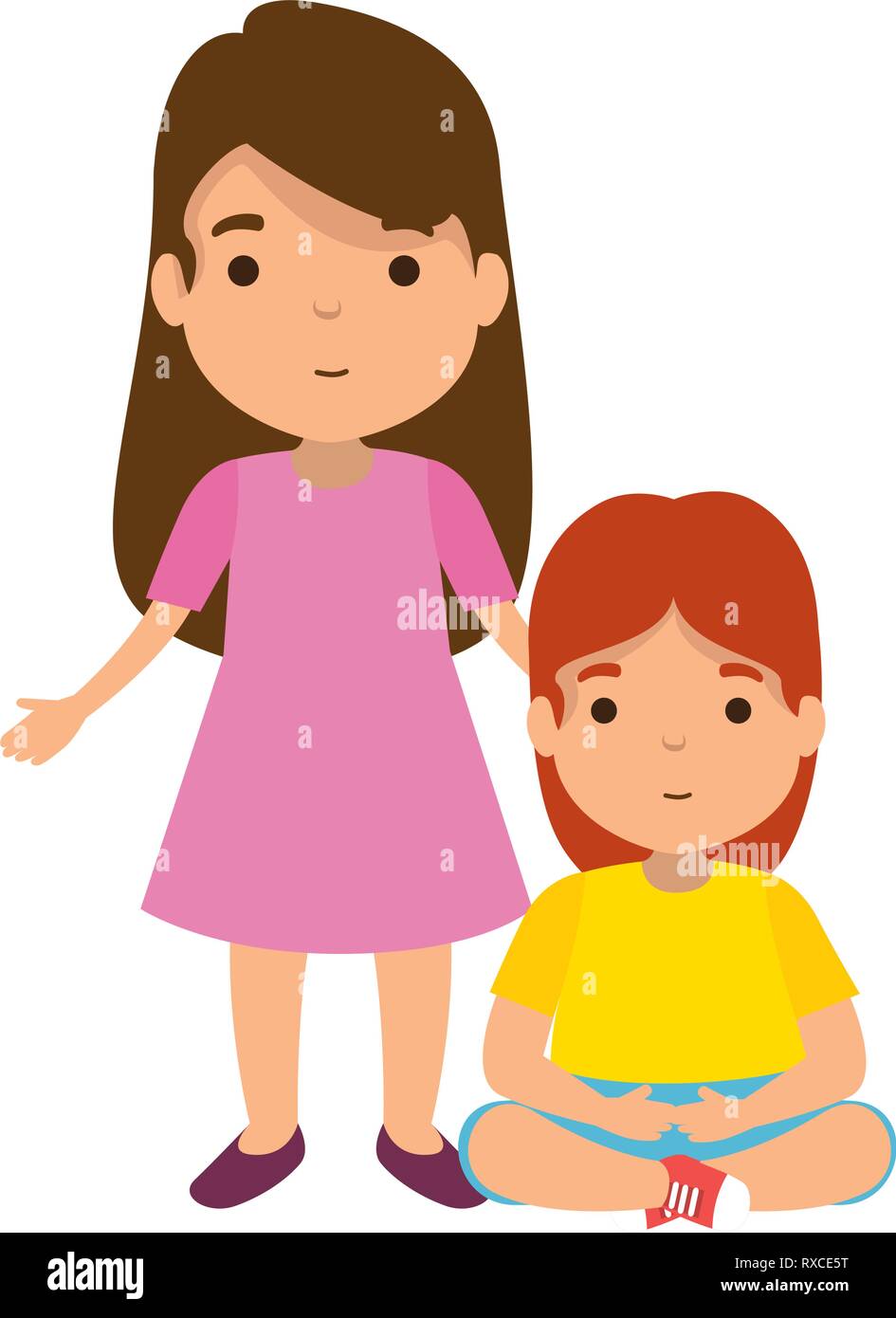 mother with daughter characters Stock Vector Image & Art - Alamy