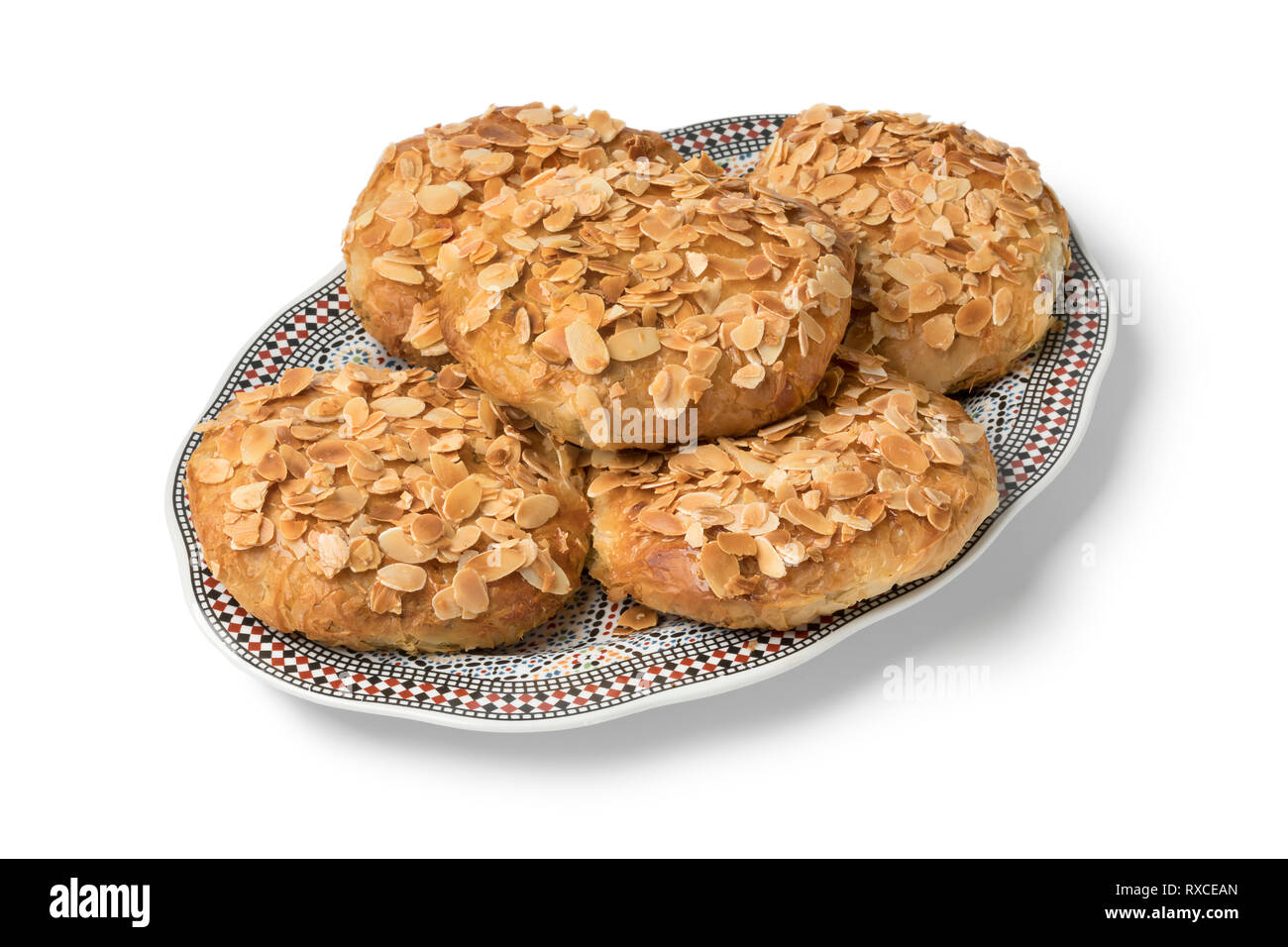 Dish with traditional Moroccan small bastella with roasted almond ...